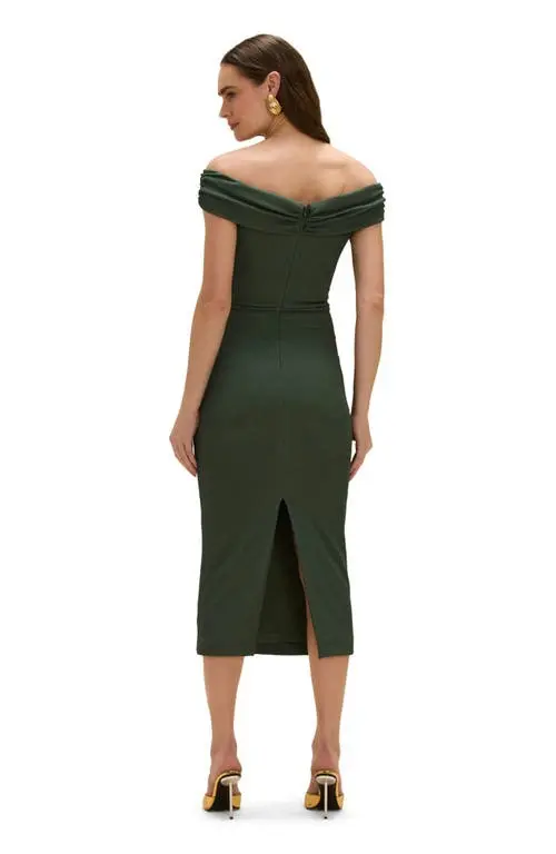 PatBO Hilda Knit Off Shoulder Midi Dress