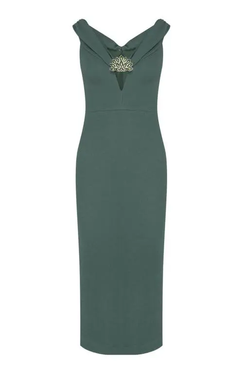 PatBO Hilda Knit Off Shoulder Midi Dress