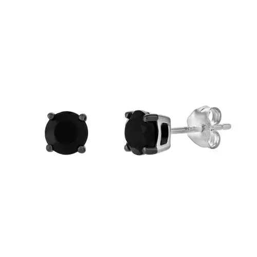 LUVMYJEWELRY Seki 0.95ct Round Black Spinel Stud Earrings 925 Silver