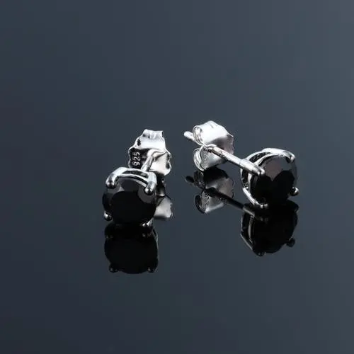 LUVMYJEWELRY Seki 0.95ct Round Black Spinel Stud Earrings 925 Silver