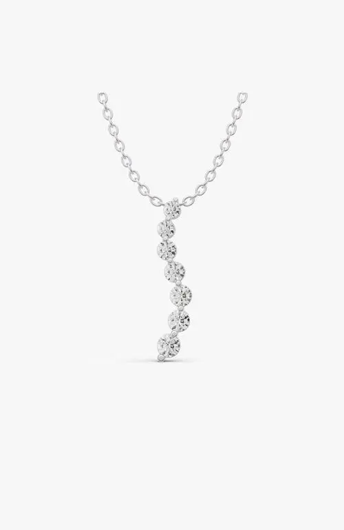 SEREIA OFFICIAL 14k Gold 2 Ct Necklace Lab Grown Diamond Journey Pendant - White Gold