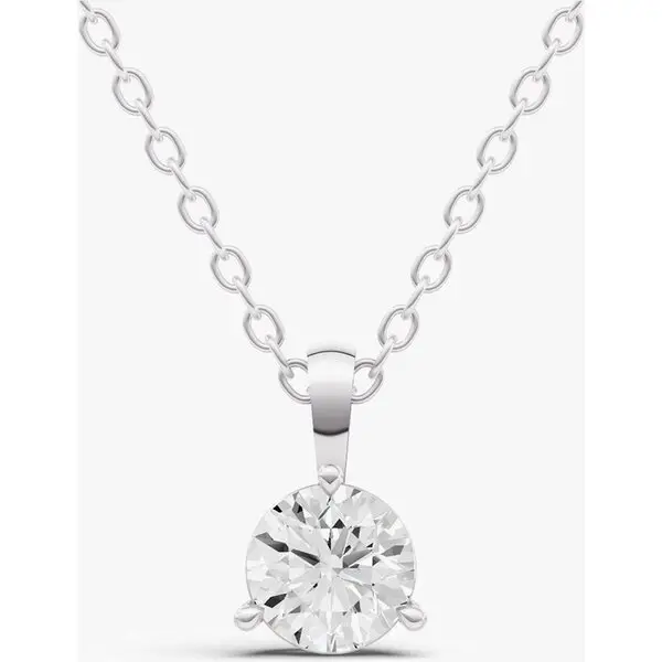 SEREIA OFFICIAL 14k 3 Ct Lab Grown Diamond Solitaire Pendant Necklace - White Gold