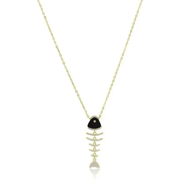THE LOVERY FINE JEWELRY Fish Necklace - Onyx
