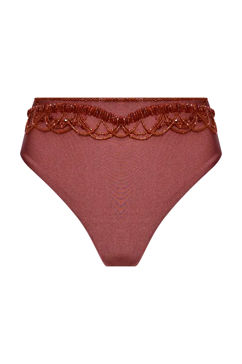 PatBO Golden Dune Lycra Embroidered Bikini Bottom