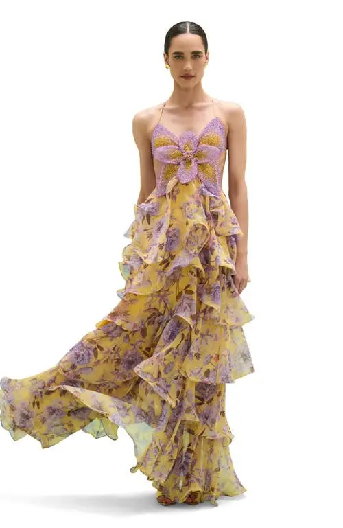 PatBO Peony Butterfly Maxi Dress - Yellow