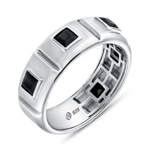 LUVMYJEWELRY Ronin 2.15ct Trio Black Spinel Ring 925 Silver