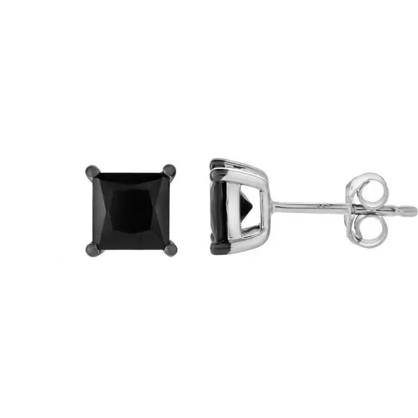LUVMYJEWELRY Kiri 1.9ct Princess Cut Black Spinel Stud Earrings 925 Silver - Sterling Silver