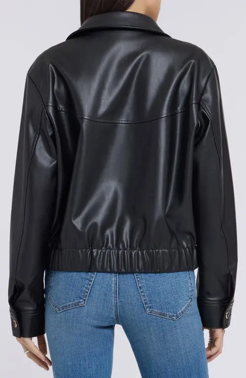 NYDJ Faux Leather Baseball Jacket
