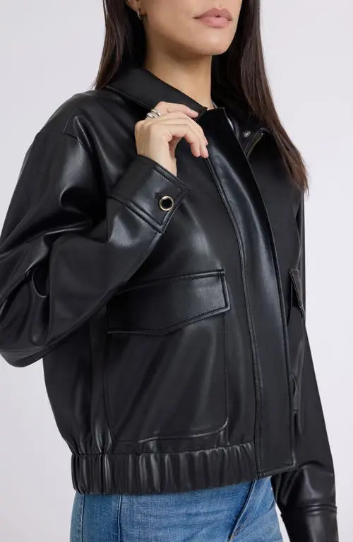 NYDJ Faux Leather Baseball Jacket