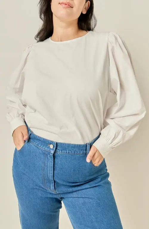 English Factory Mixed Media Puffed Sleeve T-shirt - White