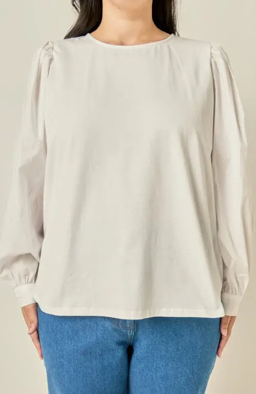 English Factory Mixed Media Puffed Sleeve T-shirt