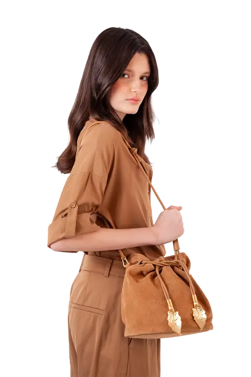 ESTHERA Suede Leather Pouch Bag