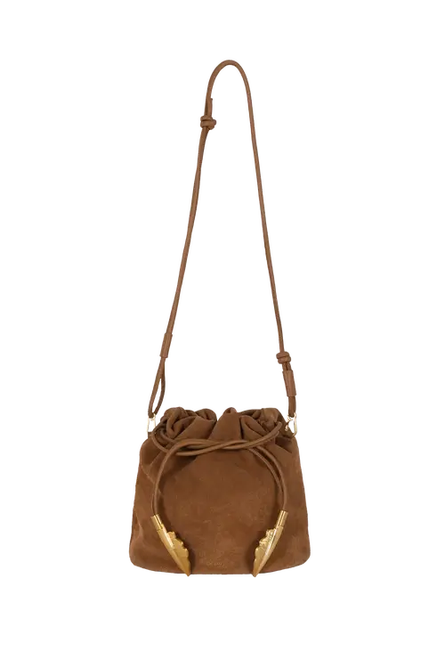 ESTHERA Suede Leather Pouch Bag
