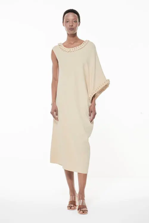 LEEM Knit Covered Chain Detail Dress - Natural