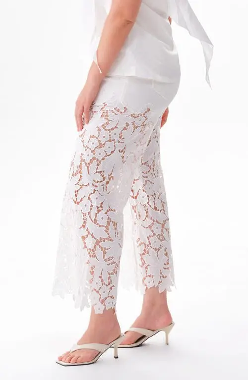 BAYEAS Crystal Embellished Lace Wide Leg Jeans - Snowfeather