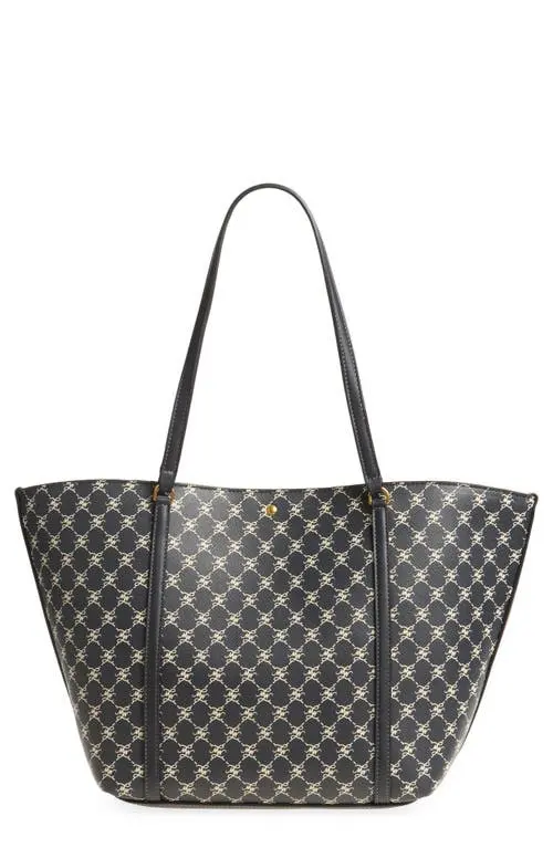Mango Monogram Faux Leather Tote - Navy