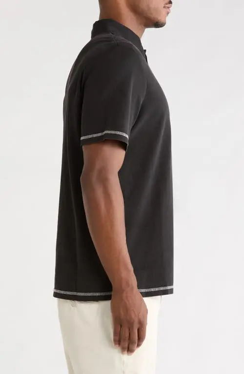 MALBON Fairway Overdye Cotton Golf Polo - Black