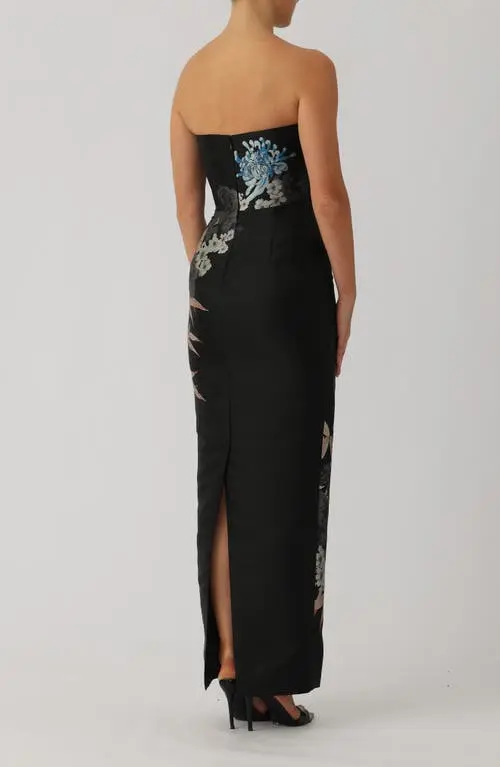 SAU LEE Ilsa Strapless Jacquard Sheath Gown