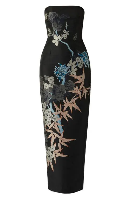 SAU LEE Ilsa Strapless Jacquard Sheath Gown