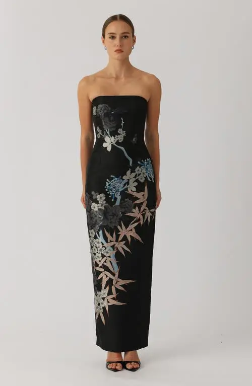 SAU LEE Ilsa Strapless Jacquard Sheath Gown