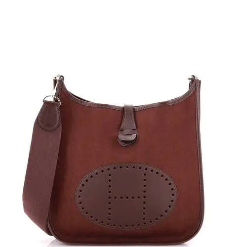 Hermès Evelyne Bag Gen Ii Toile And Leather Pm - Brown