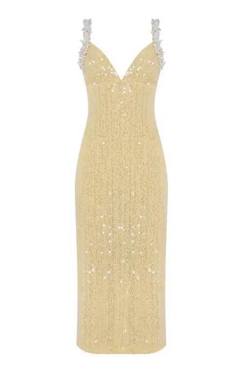 PatBO Iara Crochet Flowers Midi Dress - Yellow