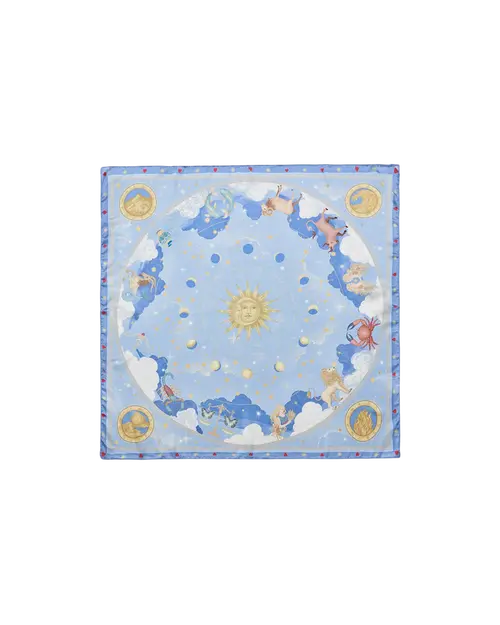 FABLE ENGLAND Zodiac Medium Square Scarf - Light Blue
