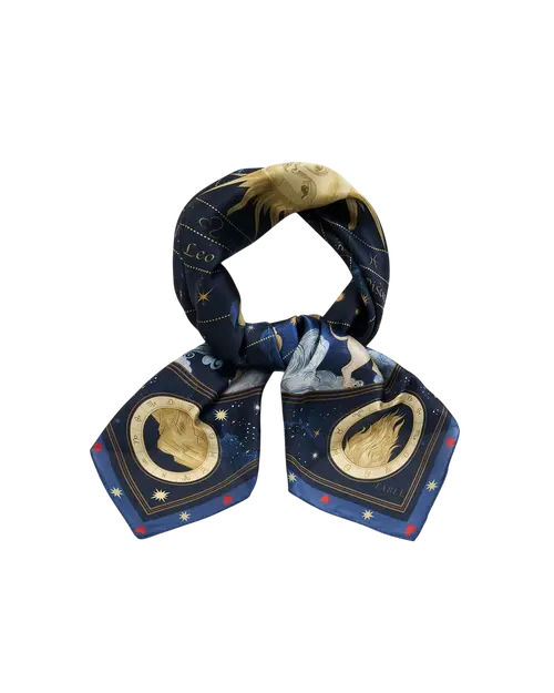 FABLE ENGLAND Zodiac Medium Square Scarf - Light Blue