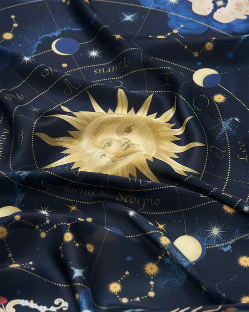 FABLE ENGLAND Zodiac Medium Square Scarf - Light Blue