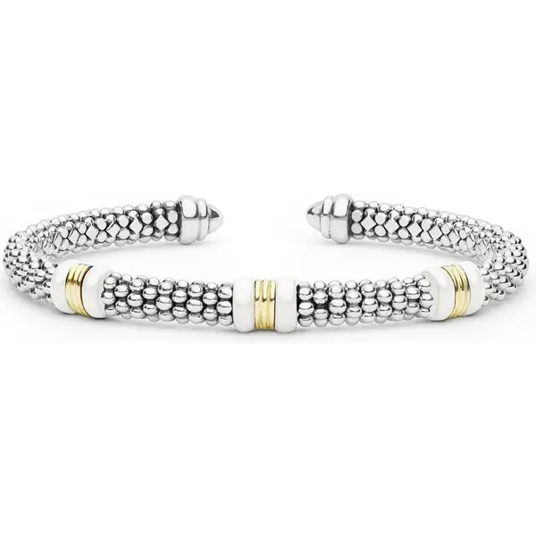 Lagos Signature Caviar 18k Gold & Ceramic Cuff - Two-tone