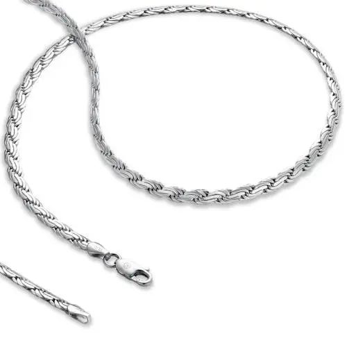 LUVMYJEWELRY Nero Flat Oval Rope Chain Necklace 925 Silver