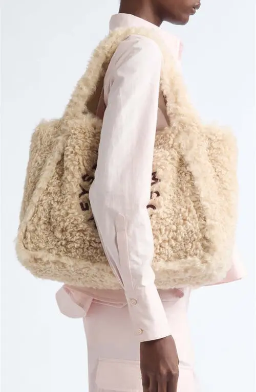 Stella McCartney Faux Shearling Tote Bag - Oat