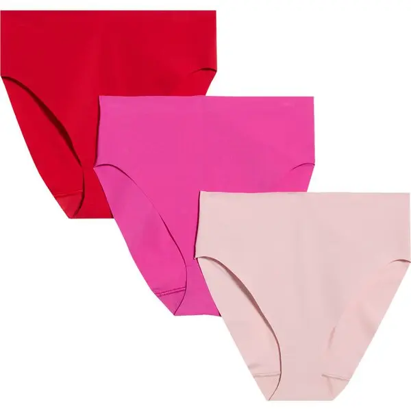 Nordstrom Invisible Edge Assorted 3-pack High Cut Briefs - Red- Pink Multi