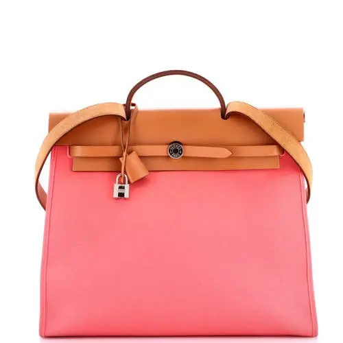 Hermès Herbag Zip Leather And Toile 39 - Pink