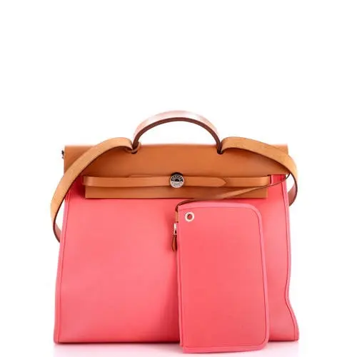 Hermès Herbag Zip Leather And Toile 39 - Pink