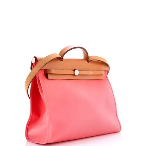 Hermès Herbag Zip Leather And Toile 39 - Pink