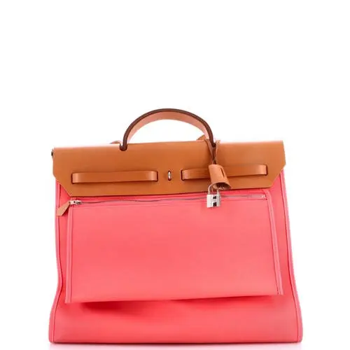 Hermès Herbag Zip Leather And Toile 39 - Pink