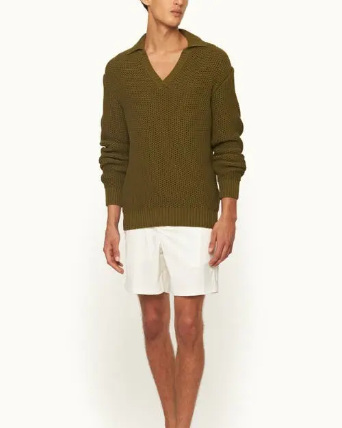 Orlebar Brown Bowmont Classic Fit Chunky Ribbed Collar Jumper