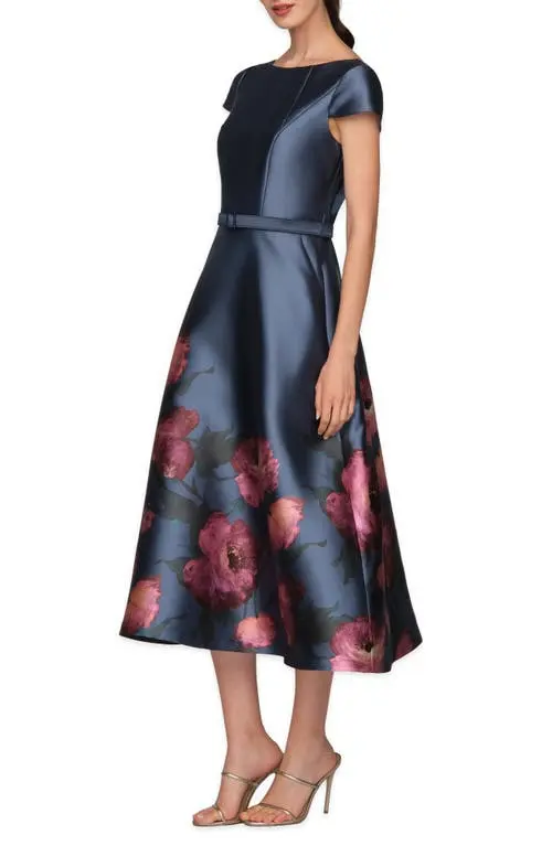 KAY UNGER Ina Belted Cocktail Dress