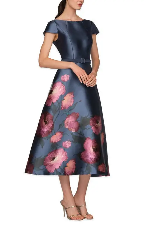 KAY UNGER Ina Belted Cocktail Dress