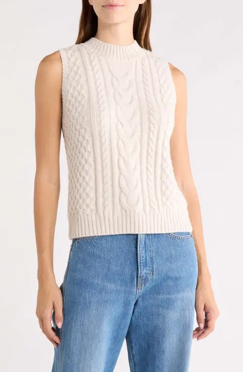 Vince Camuto Cable Knit Mock Neck Sweater Vest - Sugar