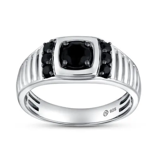 LUVMYJEWELRY Shin 0.75ct Cushion Halo Black Spinel Ring 925 Silver - Sterling Silver