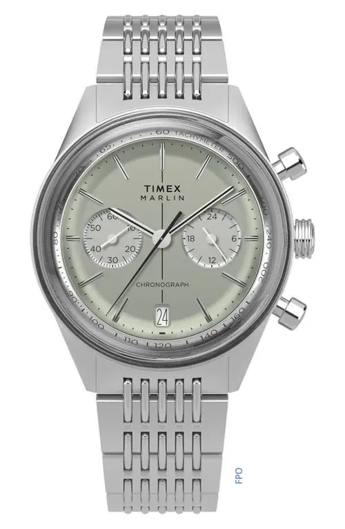 Timex® Marlin Jet Chronograph Bracelet Watch - Silver