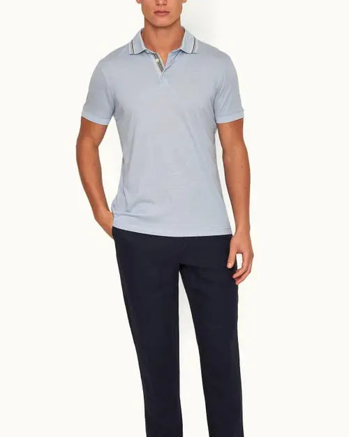 Orlebar Brown Dominic Tipping Polo Shirt - Light Sky Pool