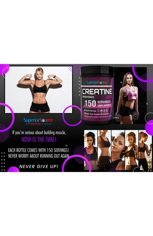 SUPERIOR SOURCE Pure Creatine Monohydrate Powder Supplement