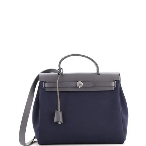 Hermès Herbag Zip Leather And Toile 31 - Blue