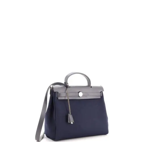 Hermès Herbag Zip Leather And Toile 31 - Blue