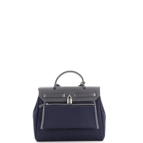 Hermès Herbag Zip Leather And Toile 31 - Blue