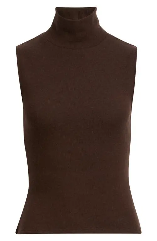 REFORMATION Colbie Turtleneck Sleeveless Knit Top - Mole