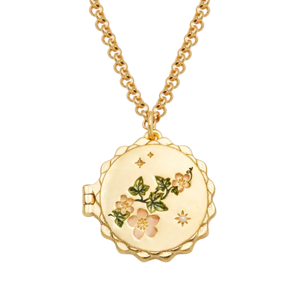FABLE ENGLAND Ivy Blossom Locket Necklace - Gold
